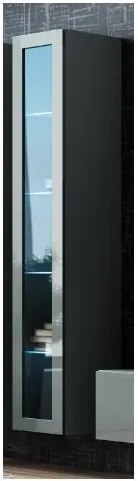 Skleněná vitrína Vigo 180 šedá / šedý lesk 