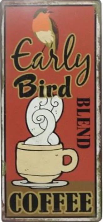 Plechová retro cedule Early Bird Blend Coffee