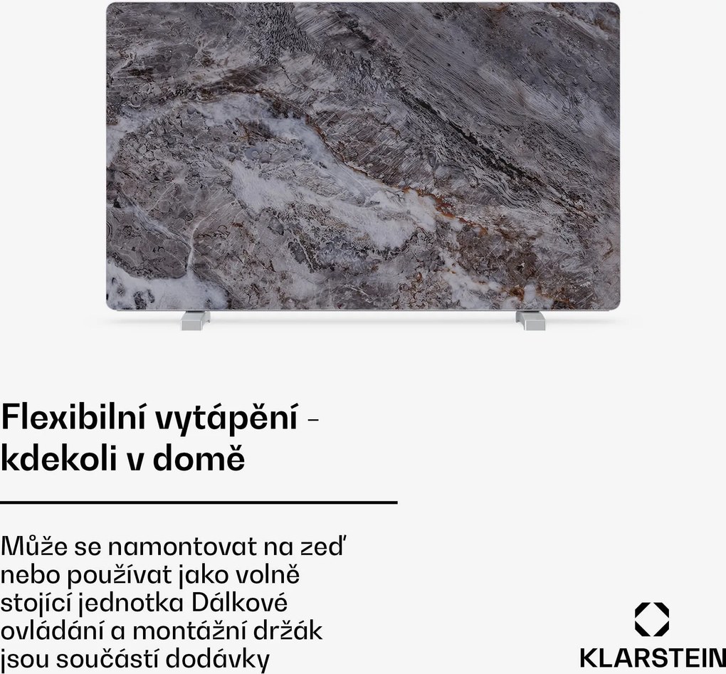 Klarstein MarmoHeat infračervený panel | 600 W | 5 - 9 m² | mramorový design | 70 cm x 100 cm