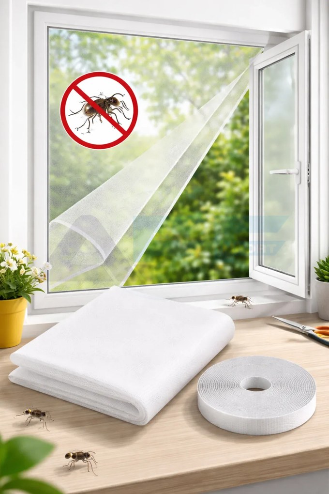 AFF Síť do okna proti hmyzu - 130 x 150 cm - bílá