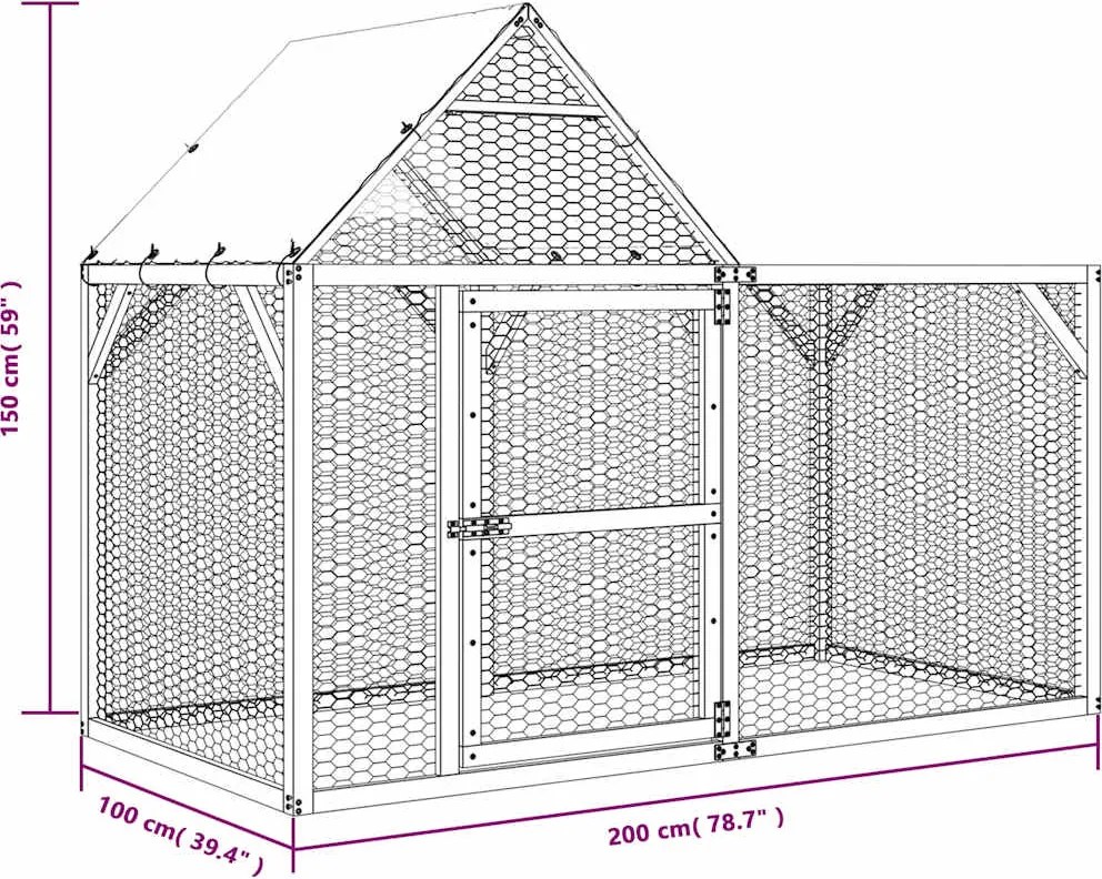 Kurník 200x100x150 cm impregnované masivní borové dřevo 3102992