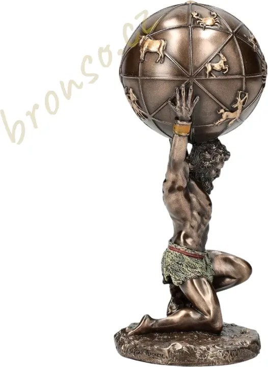 Atlas nesoucí nebeskou sféru – bronzovaná figurka z řecké mytologie Veronese WU78109A4