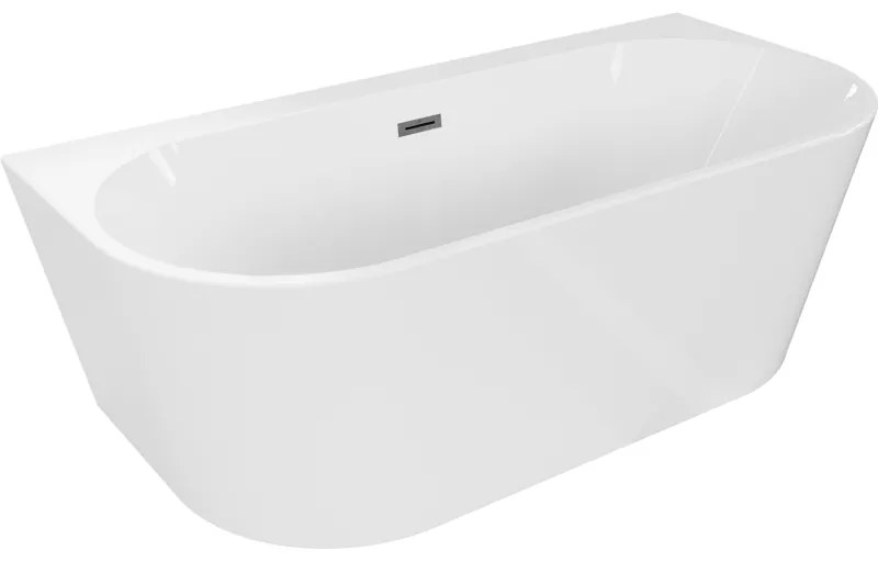 Mexen Oval+, volně stojící vana ke stěně 170 x 80 cm, bílá lesklá, broušený grafit přepad, 52681708000-66