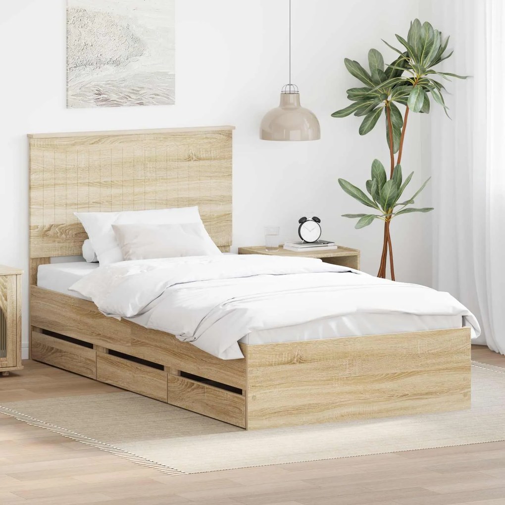 Rám postele s čelo Sonoma dub 100 x 200 cm Inženýrské dřevo 3411147