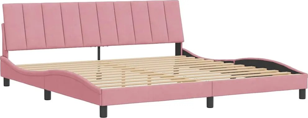 Rám postele bez matrace Hanko růžový 200x200 cm samet 3207872