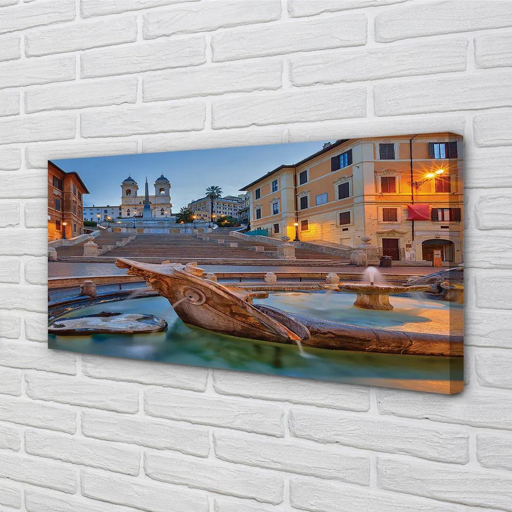 Obrazy na plátně Řím Sunset kašna budovy 140x70 cm