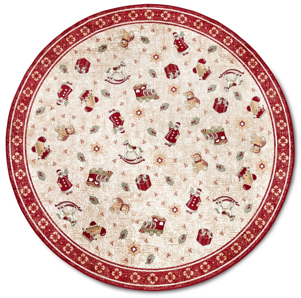 Villeroy & Boch Kusový koberec Toy's delight se střiženým vlasem 106217 Red, Multicolor kruh, 200x200 (průměr) kruh, červená, obývací pokoj