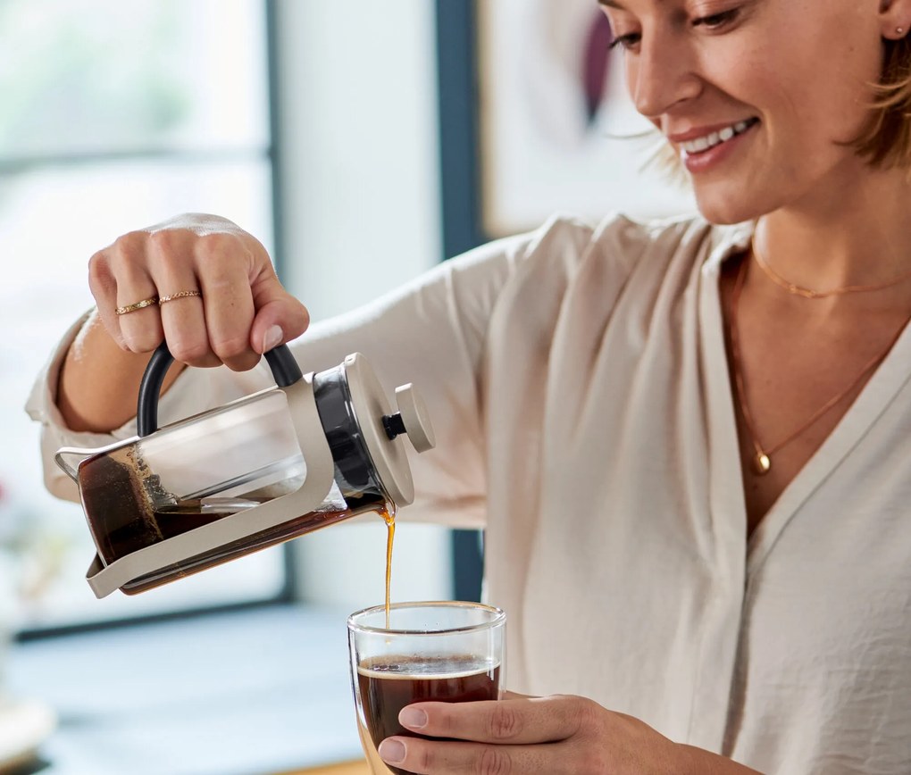 Tchibo - Konvička french press 300 ml, 2 šálky, šampaň