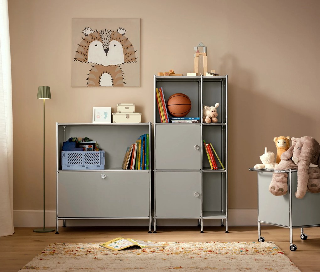 Tchibo - Kovový vozík »Cn3 Kids« s kolečky, světle šedá
