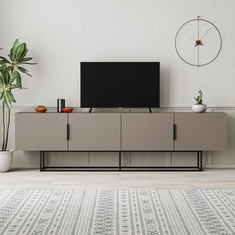 Šedo-béžový TV stolek 200x55 cm Titan – Marckeric