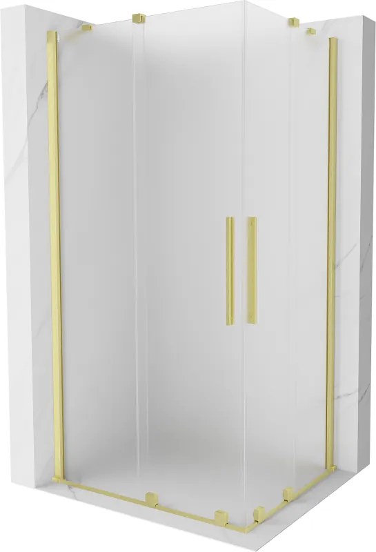 Mexen Velar Duo, sprchový kout s posuvnými dveřmi 90 x 80 cm, 8mm sklo námraza, zlatá matná, 871-090-080-32-55