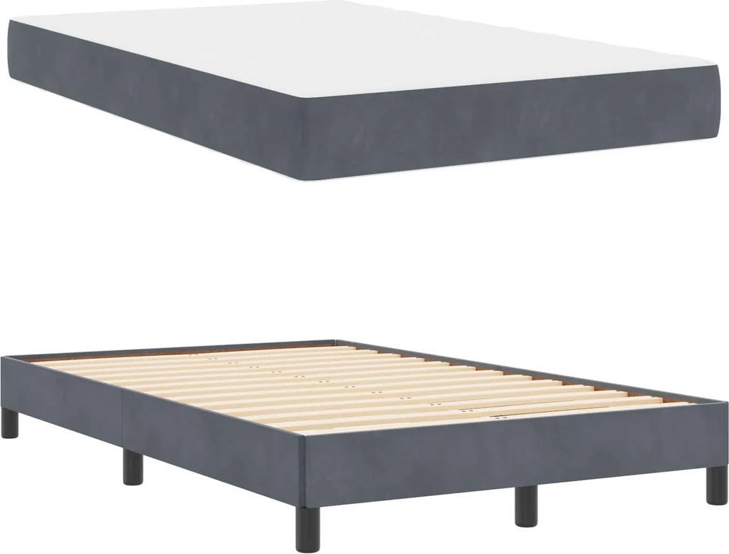 Postel s boxspringem s matrací Tmavě šedá 120 x 190 cm textil 3398678