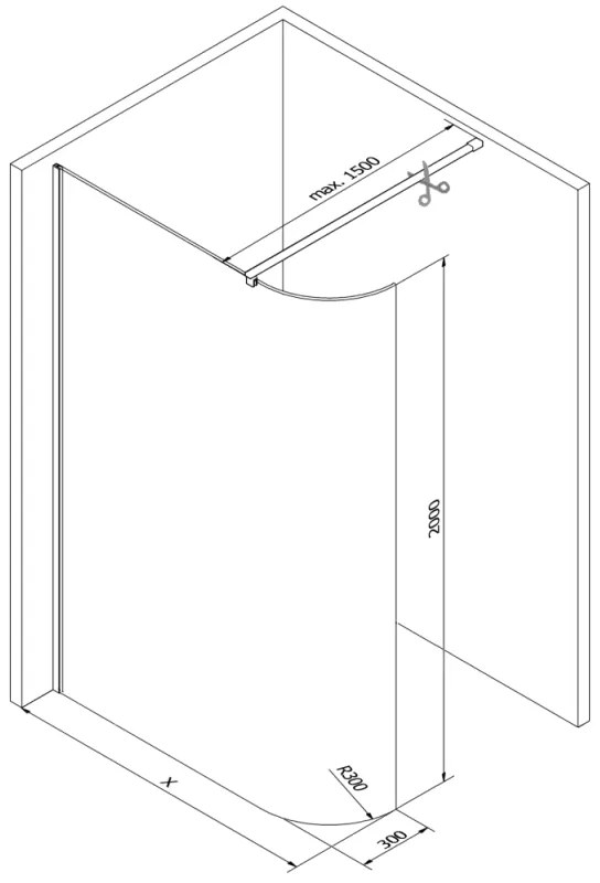 Mexen Kioto, zaoblená sprchová zástěna 80 x 200 cm, 8mm čiré sklo, růžové zlato profil, 800-080-101-60-06