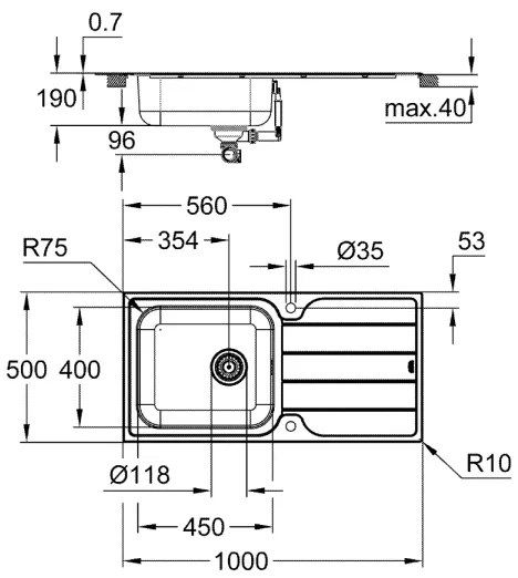 GROHE 31563SD1 - Dřez K500 1000 × 500 mm nerez
