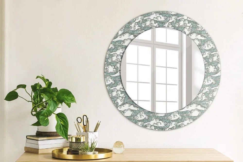 Kulaté dekorativní zrcadlo Mraky fi 50 cm