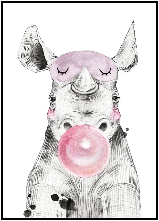 Plakát Nosorožec Rozměr plakátu: 50 x 70 cm, Varianta nosorožce: Nosorožec gentleman