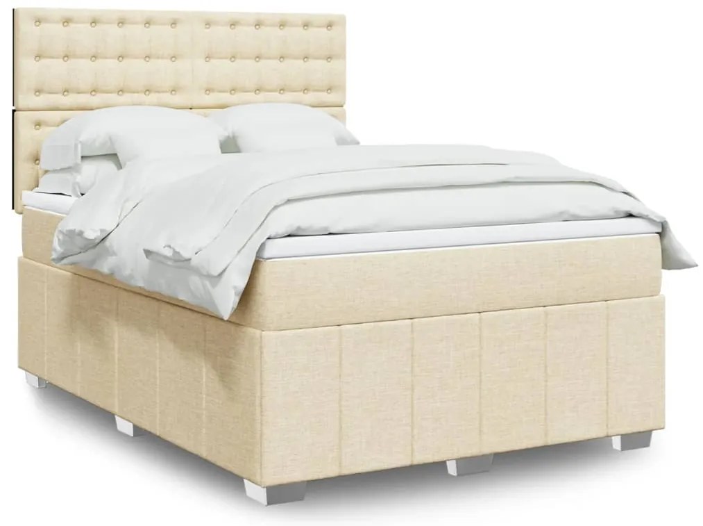 Box spring postel s matrací krémová 140x200 cm textil 3294010