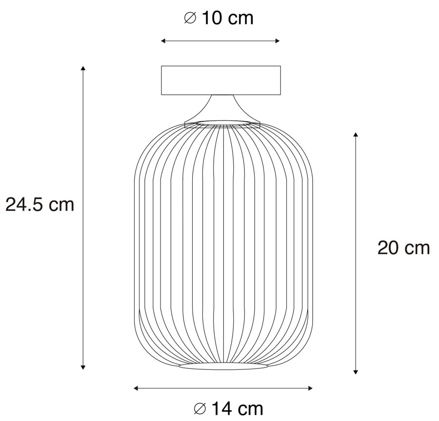 Stropní svítidlo Art Deco černé s kouřovým sklem - Banci