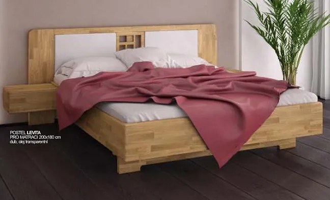 Lucatec Dřevěná postel Levita 200x180 Jádrový buk