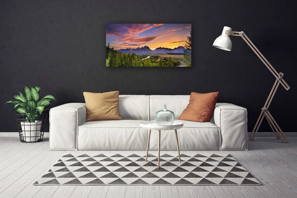 Obraz na plátně Hora Les Slunce Příroda 100x50 cm