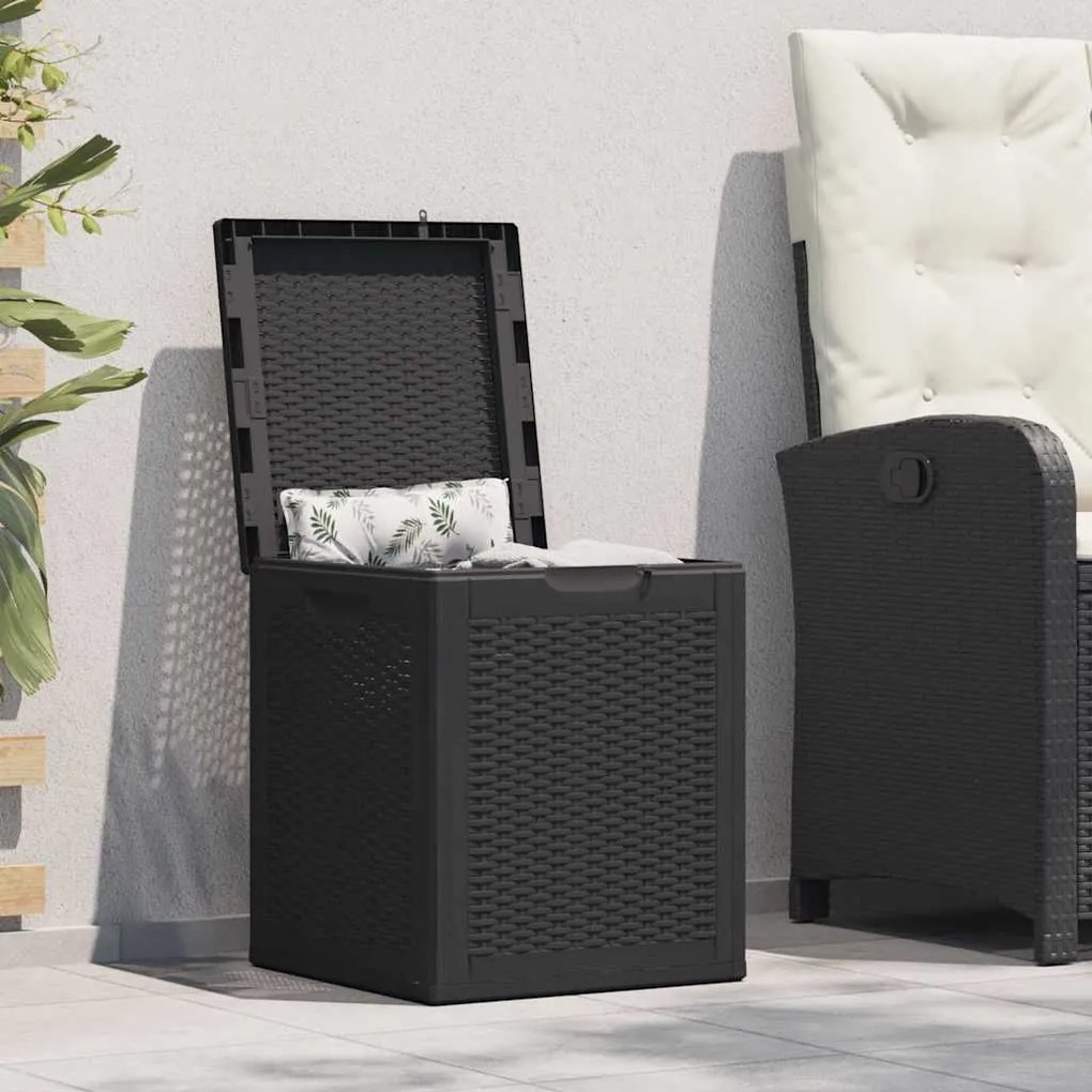 Zahradní úložný box 90 l černý PP ratan 151227