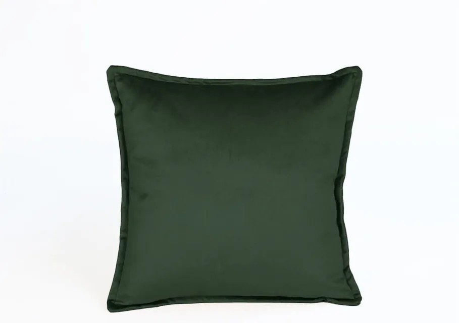 Tmavě zelený dekorativní povlak na polštář Velvet Atelier, 45 x 45 cm