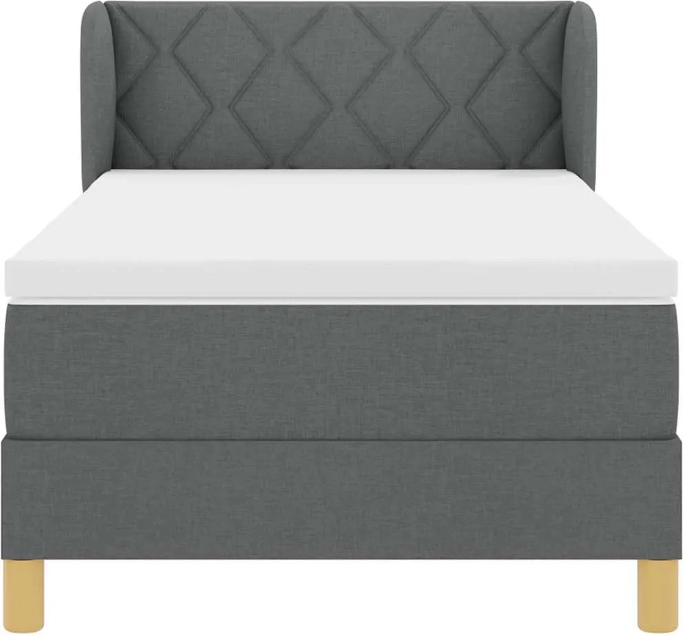 Postel s boxspringem s čelo Tmavě šedá 100 x 200 cm textil 3340263
