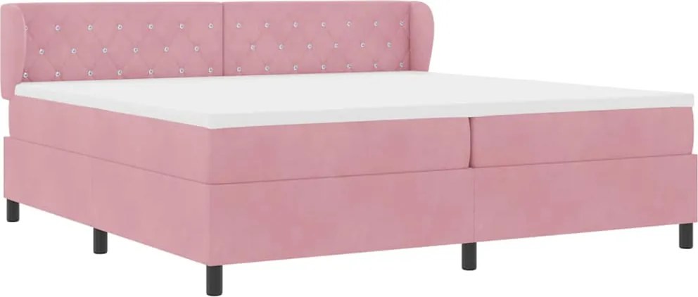 Postel s boxspringem s čelo Růžová 200 x 200 cm samet 3340357
