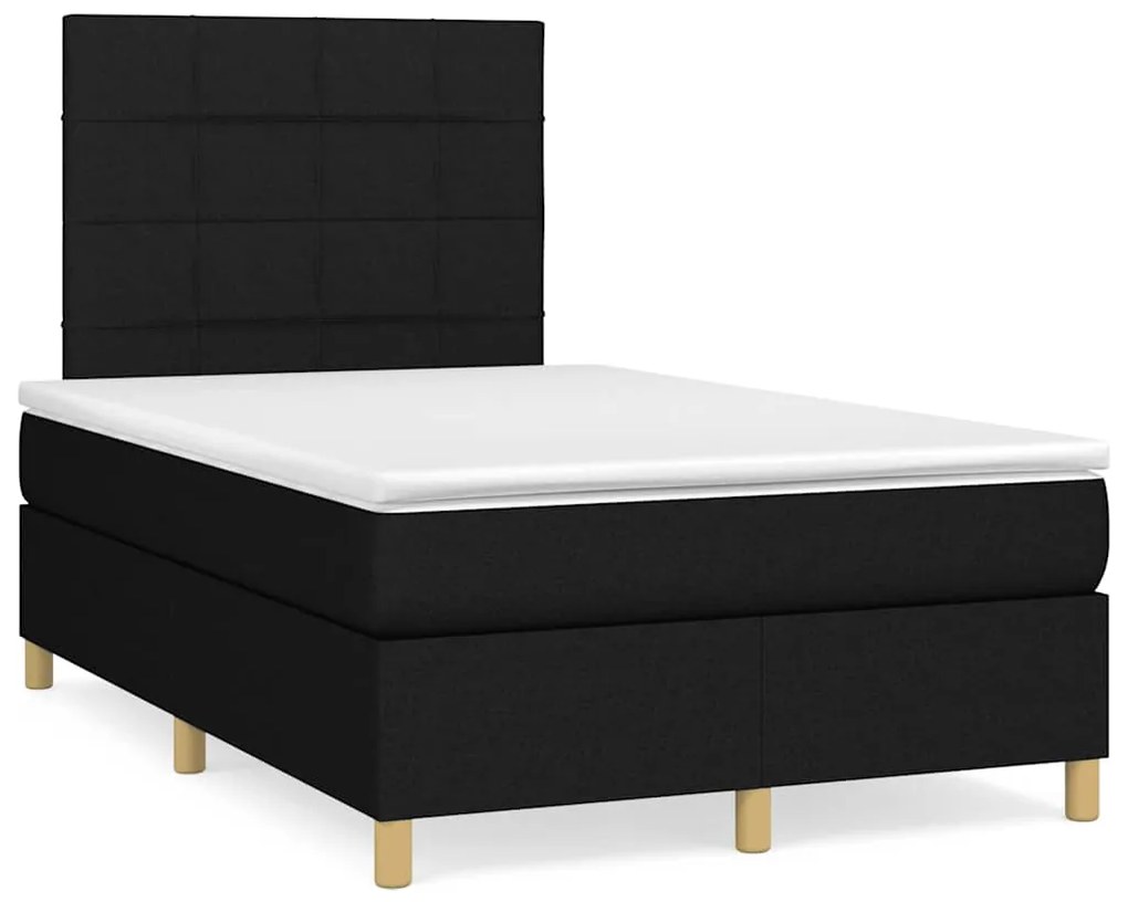 Box spring postel s matrací a LED černá 120x190 cm textil 3270248