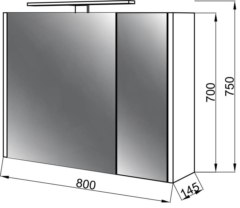 Lavedo Eliba 80 zrcadlová skříňka do koupelny s LED osvětlením