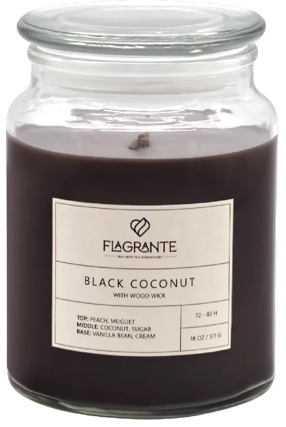 FLAGRANTE vonná svíčka s dřevěným knotem Black Coconut 511 g