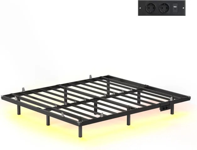 Kovová manželská postel s LED podsvícením 160x200 cm RMB175B101