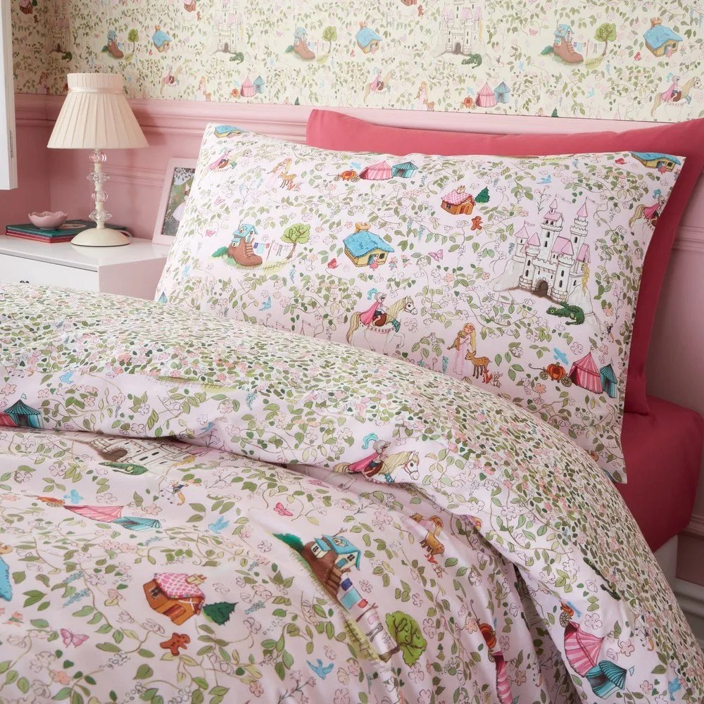 Růžové bavlněné dětské povlečení na jednolůžko 135x200 cm Fairytale – Belle &amp; Boo