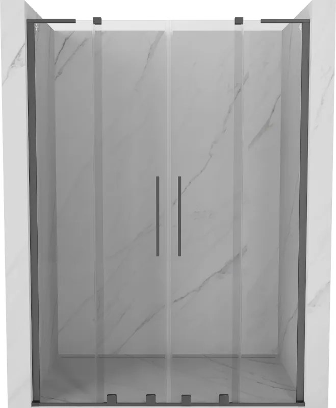 Mexen Velar L Duo, posuvné sprchové dveře do otvoru 150 cm, 8mm čiré sklo, broušený grafit, 871-150-003-02-95