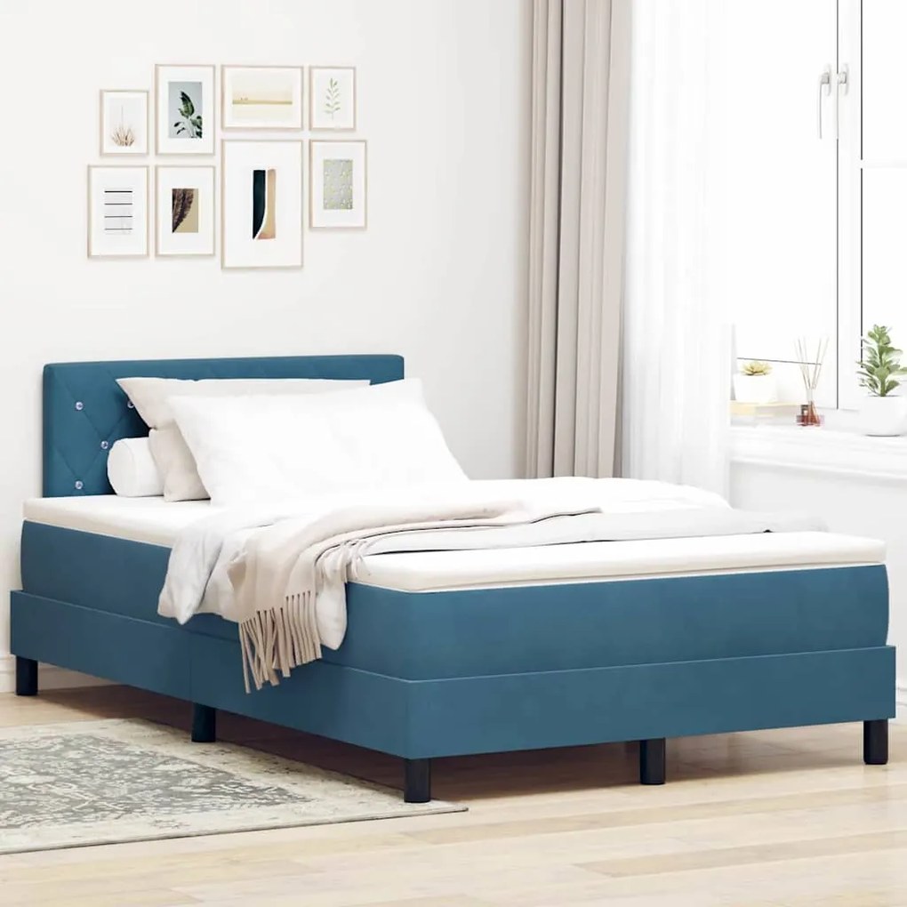 Postel s boxspringem s matrací Tmavě modrá 120 x 200 cm samet 3339102
