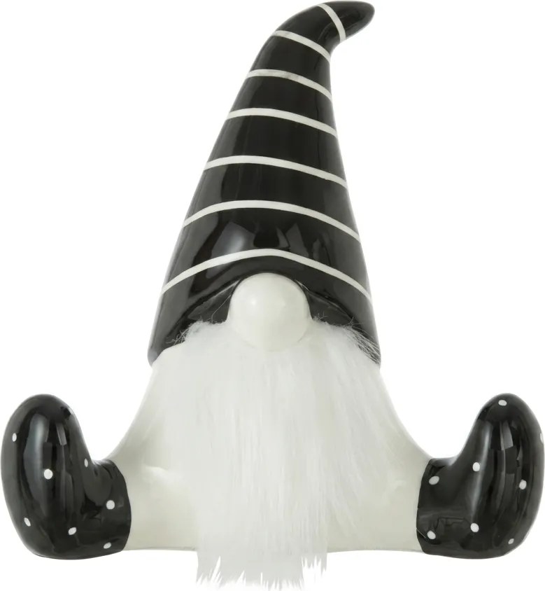 Vánoční skřítek SITTING GNOME 19 cm, černo-bílý