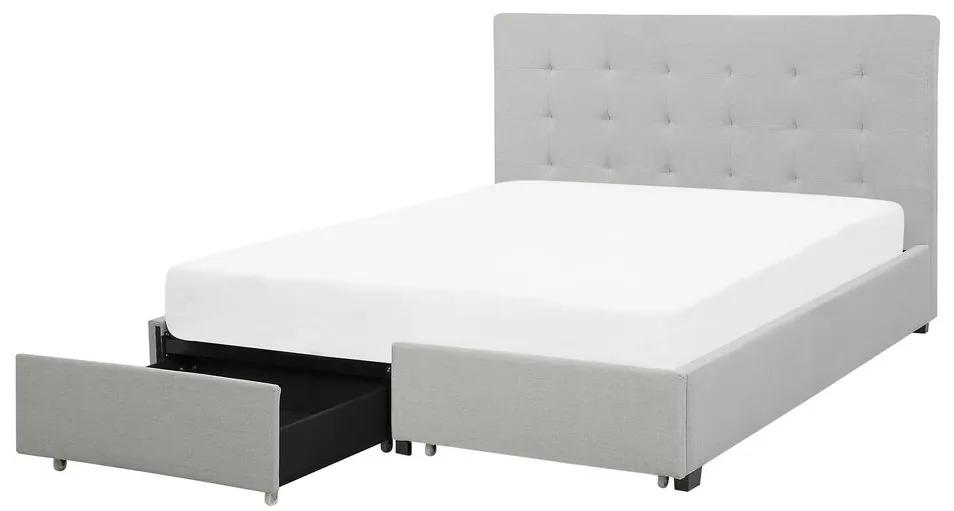 Čalouněná postel 140 x 200 cm s úložným prostorem světle šedá LA ROCHELLE Beliani