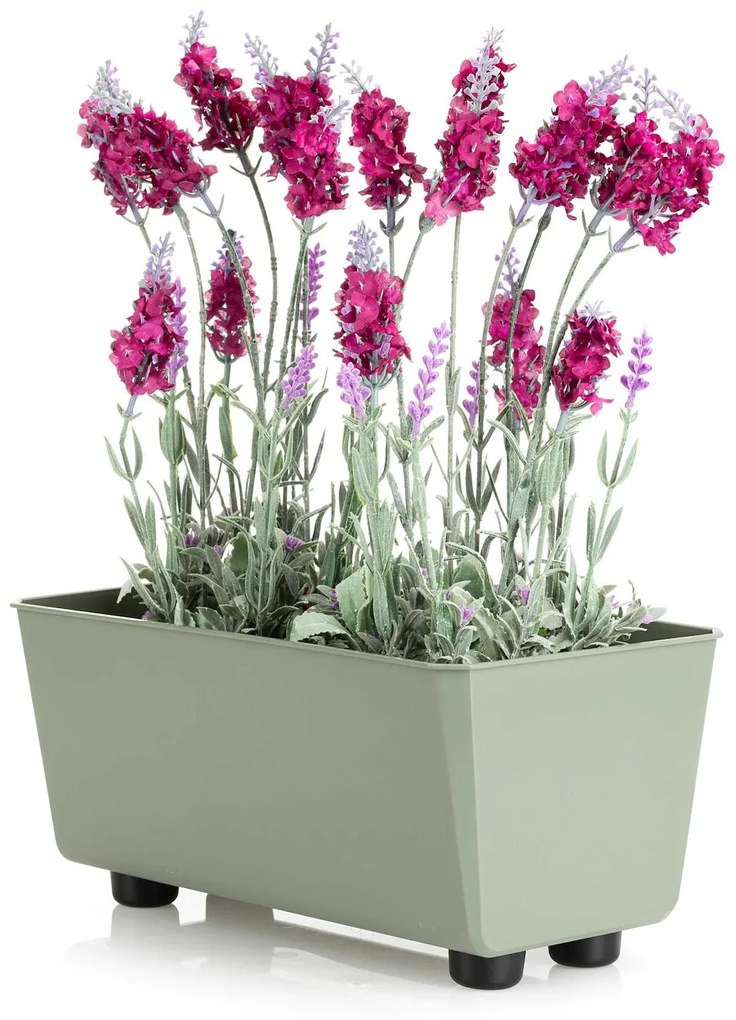 PLASTOVÝ KVĚTINÁČ SALVIA 28,5X17 CM ZELENÁ