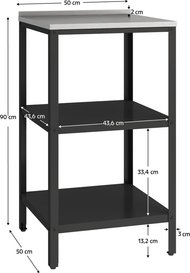 Kondela Zahradní kuchyňský ostrůvek, ocel, černá, INES TYP 1