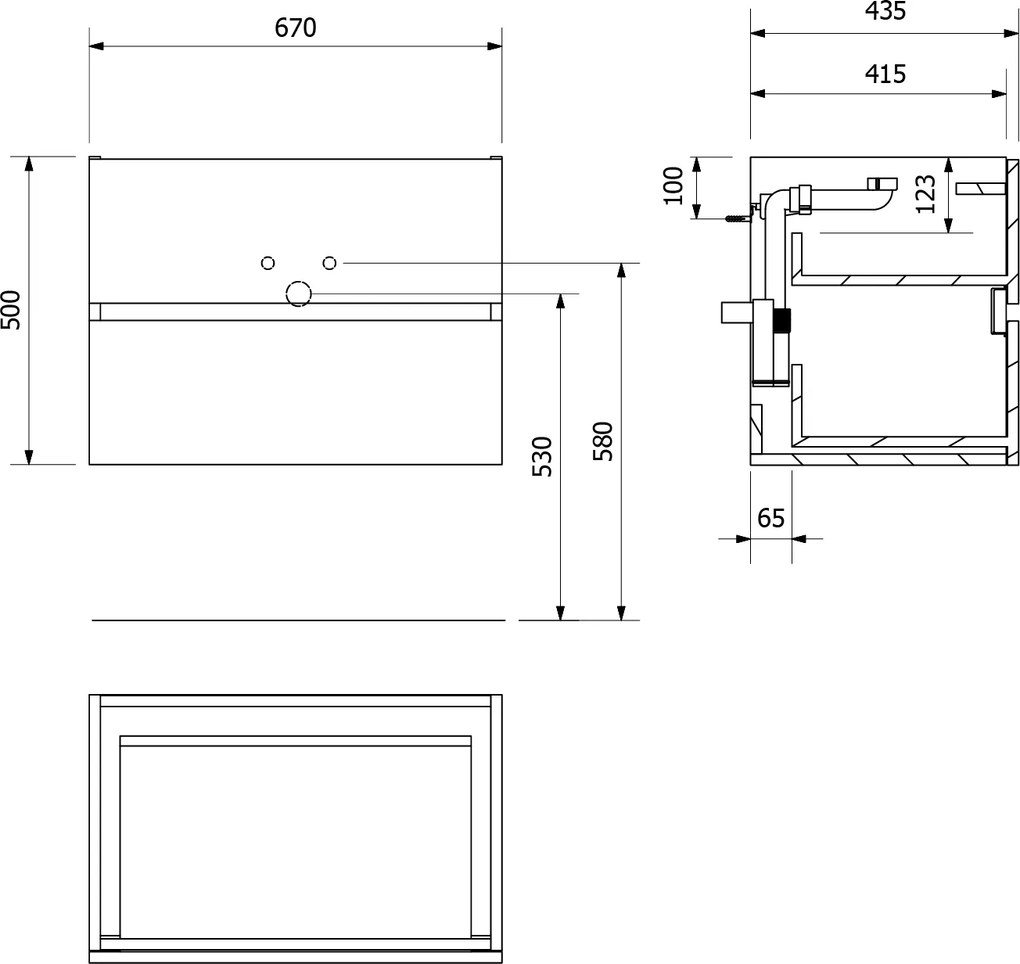 Sapho ODETTA 67 x 50 x 43,5 cm DT070-3030 umyvadlová skříňka bílá lesk