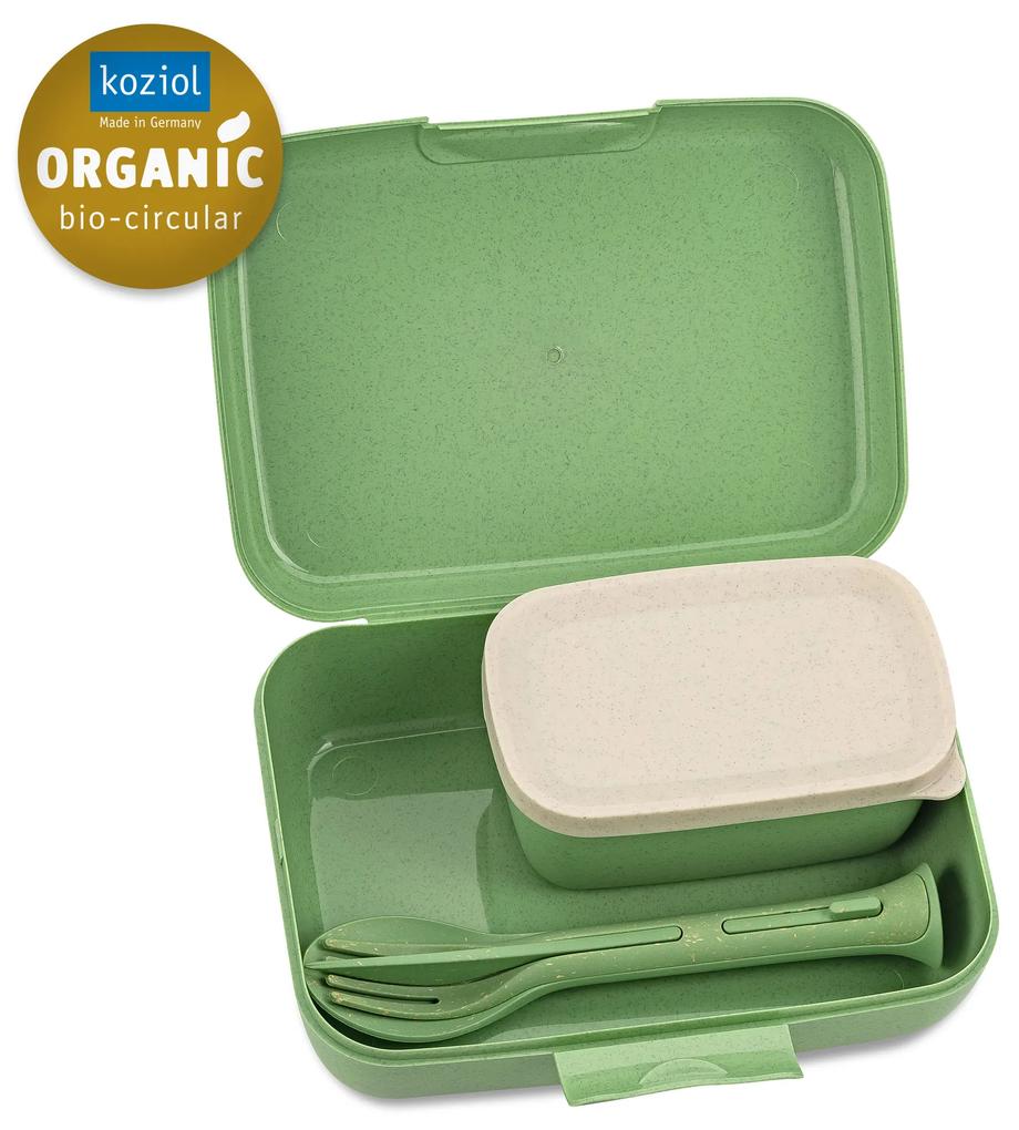 CANDY READY set dvou obědových boxů s příborem Zelená Organic KOZIOL
