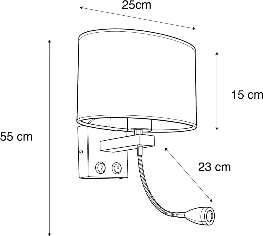 Nástěnná lampa mosazná s oválným sametovým stínítkem zelená 25 cm - Brescia Combi