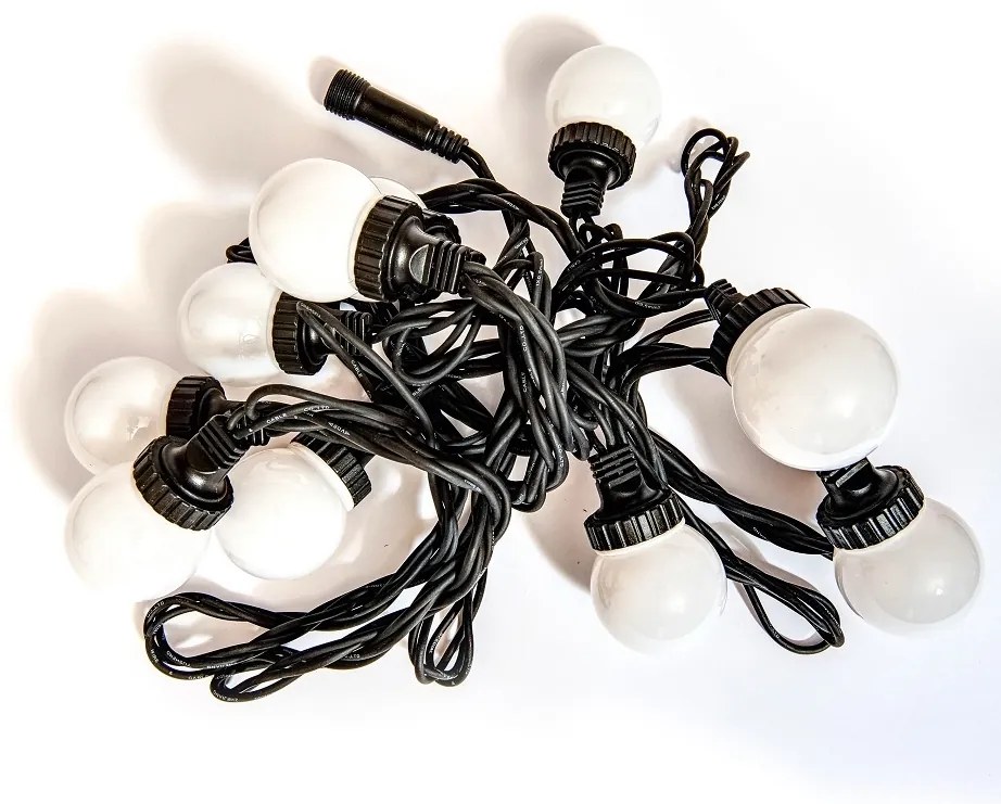 Easy Fix LED party osvětlení, 5 m, venkovní, 10 kouliček, 70 teple bílých diod, černý kabel, IP67, prodlužovací