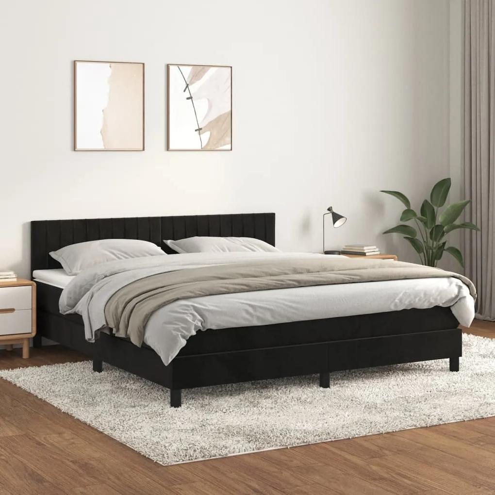 Box spring postel s matrací černá 180x200 cm samet,  3141439