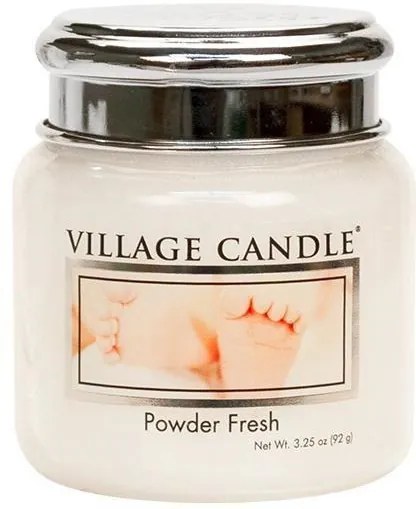 VILLAGE CANDLE Svíčka Village Candle - Powder Fresh 92gr, bílá barva, sklo, kov
