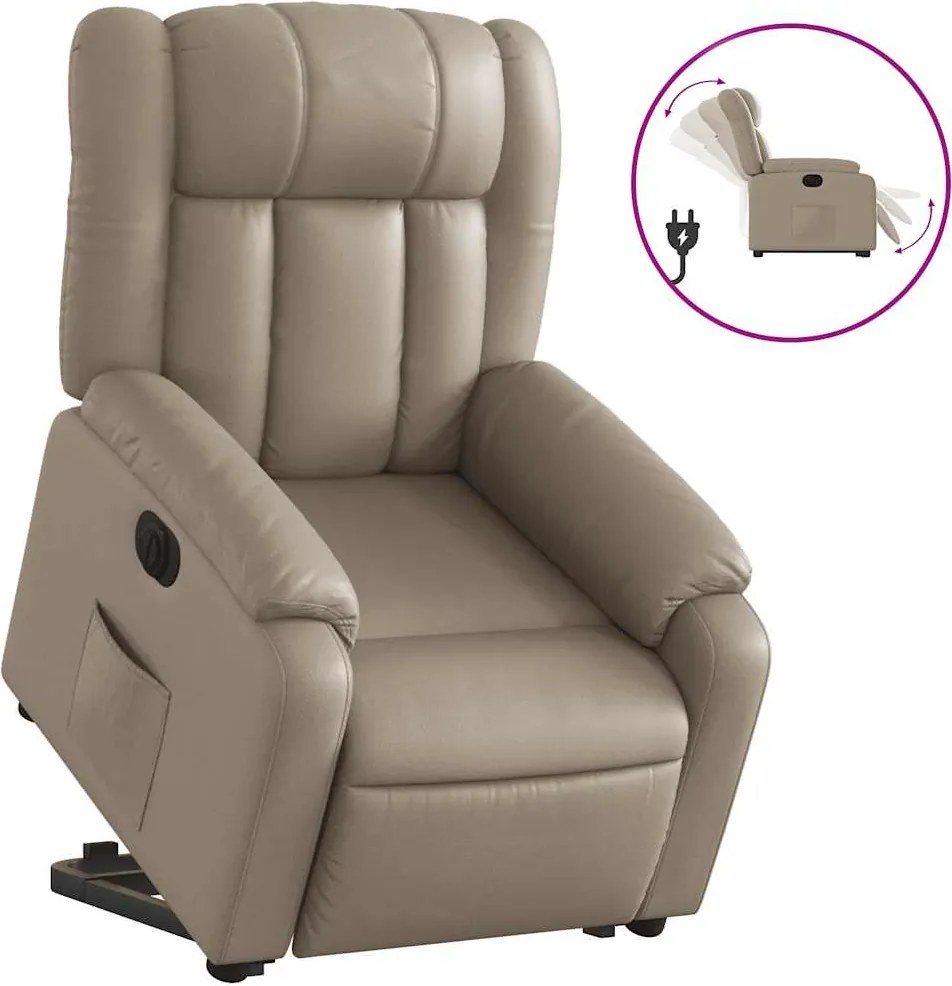 Elektrické zvedací polohovací křeslo cappuccino umělá kůže 3205284