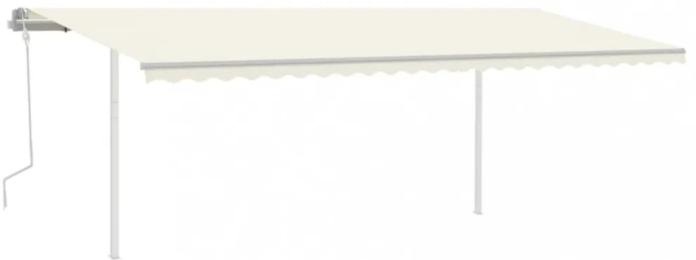 Ručně zatahovací markýza se sloupky 600x300 cm Dekorhome Krémová