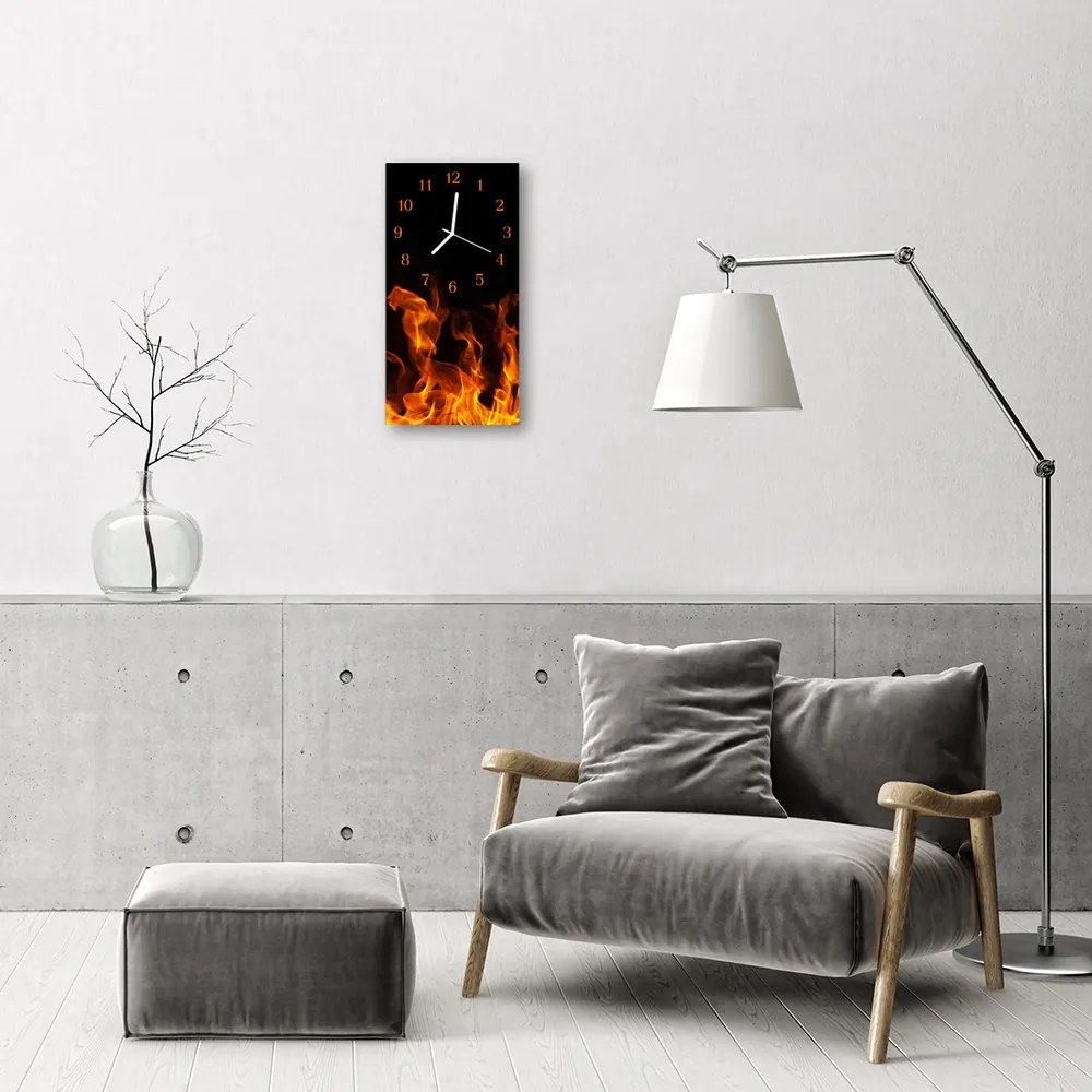 Nástěnné hodiny vertikální Moderní ohnivý plamen barvitý 30x60 cm