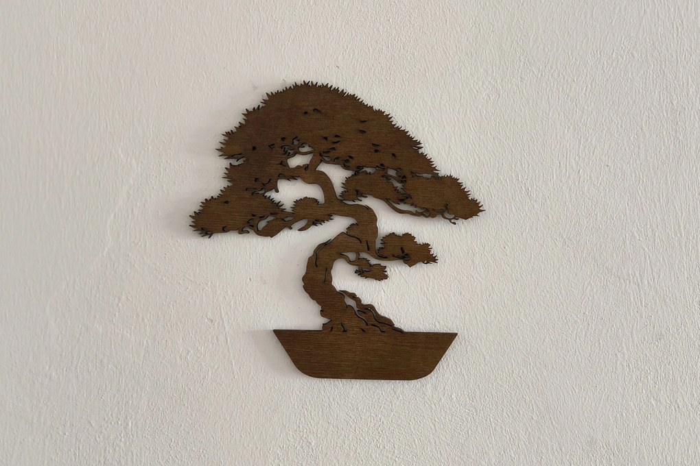 Lepy.cz Dřevěná dekorace na zeď Bonsai Velikost (šířka x výška): 20x20cm, Barevná varianta: Ořech