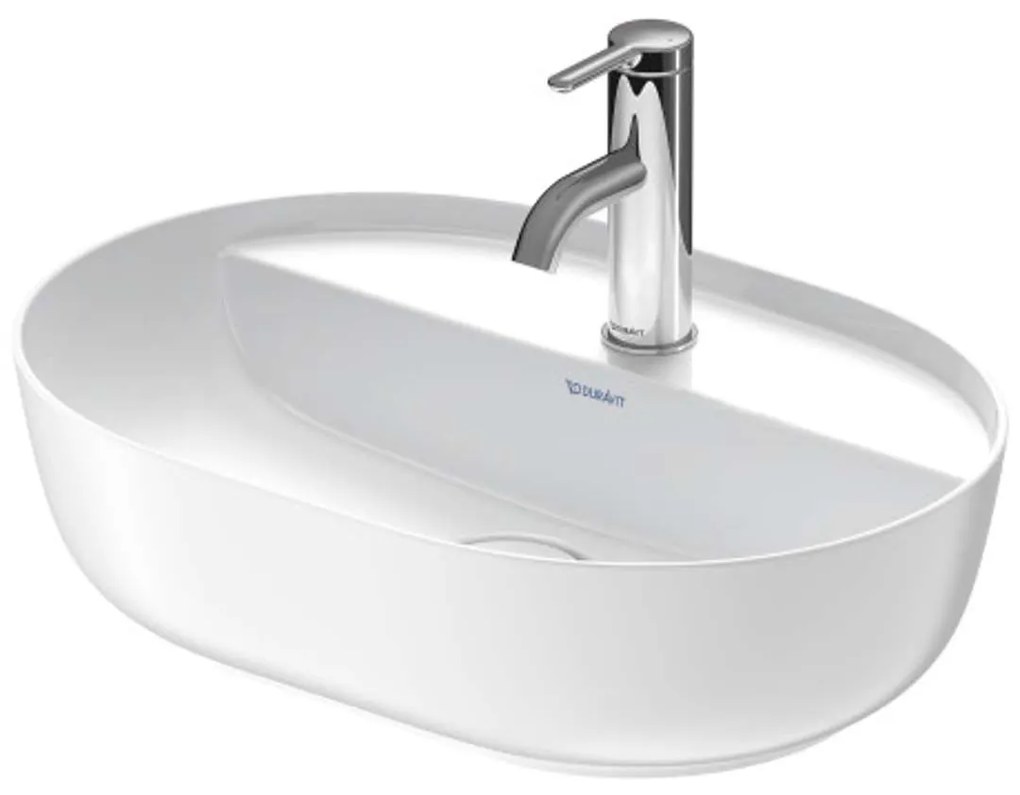 Duravit Luv - Umyvadlo na desku, 50x35 cm, bez přepadu, s otvorem pro baterii, bílá/matná bílá 0380502600